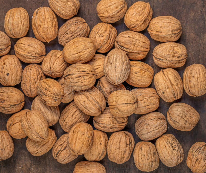 Walnut Background. Fresh Walnut Kernel Nut on Wooden Table Stock Image ...