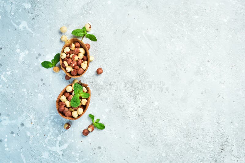 Walnut Background. Hazelnuts on a Stone Background Stock Photo - Image ...