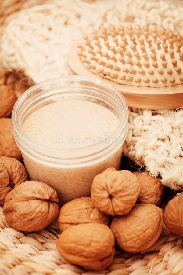 Walnut body scrub stock image. Image of wellness, exfoliation - 19804819