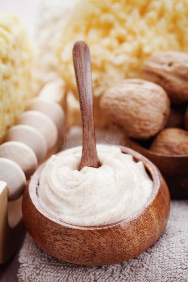 Walnut body scrub stock image. Image of relaxation, scrubbing - 22312007