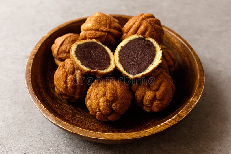 Walnut Bread with Walnuts and Red Bean Paste Stock Image - Image of ...
