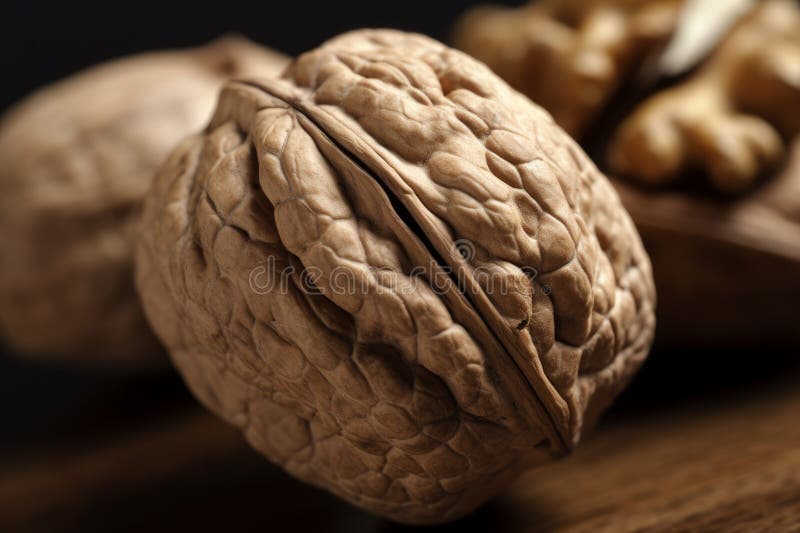 Walnut Broken Closeup. Generate Ai Stock Illustration - Illustration of ...