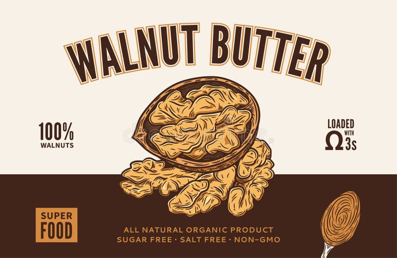Walnut Butter Label and Packaging Design Template Stock Vector ...