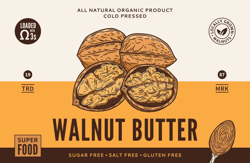 Walnut Butter Label and Packaging Design Template Stock Vector ...