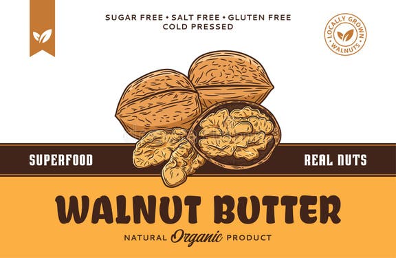 Walnut Butter Label and Packaging Design Template Stock Vector ...