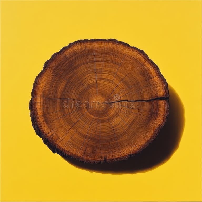 Walnut Cross Section on Vibrant Yellow Background, Emphasizing Rough ...