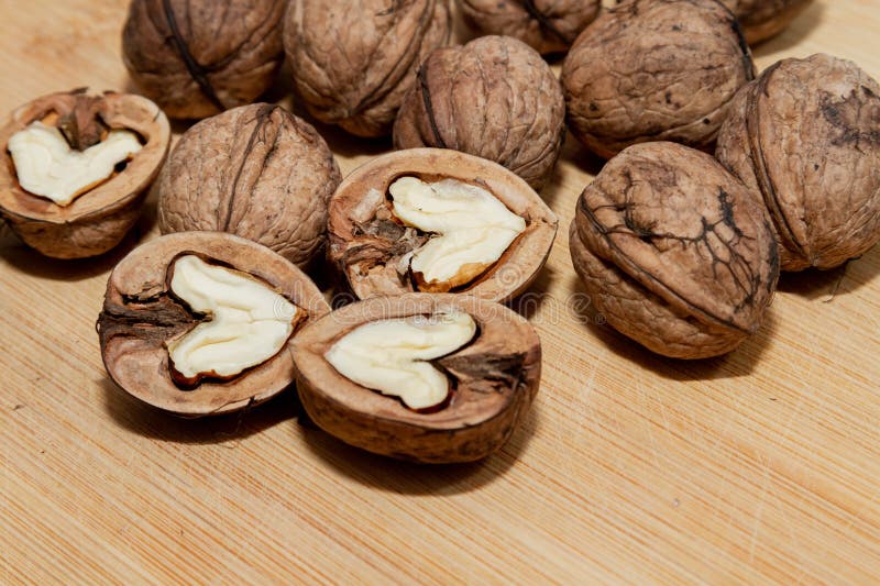Walnut. Half Walnut on Natural Background. Inshell Nuts. Copyspace ...
