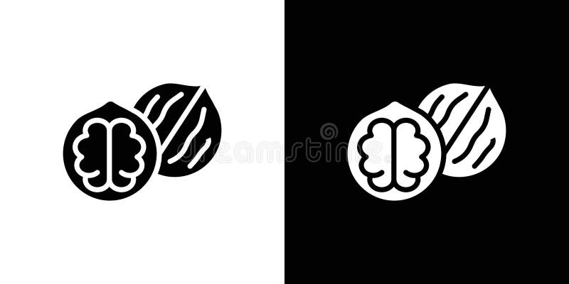 Walnut Icon Flat Fill Set Collection Stock Vector - Illustration of ...