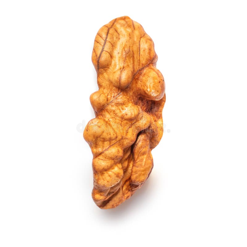 Walnut Isolated. Peeled Walnut on White Background. Top View. Flat Lay ...