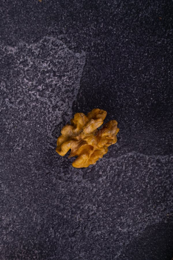 Walnut Kernel on Blue Textured Surface, Top View. Healthy Nuts and ...