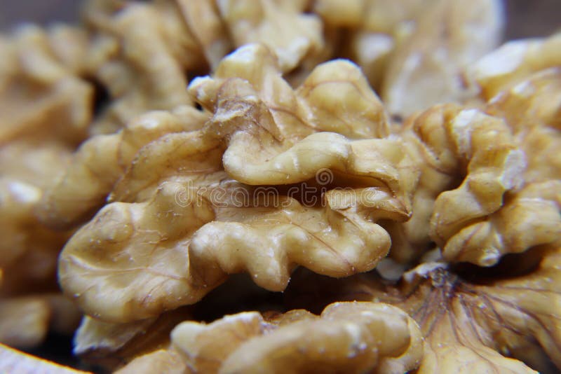 Walnut Kernel Close-up Food Background. Stock Image - Image of healthy ...