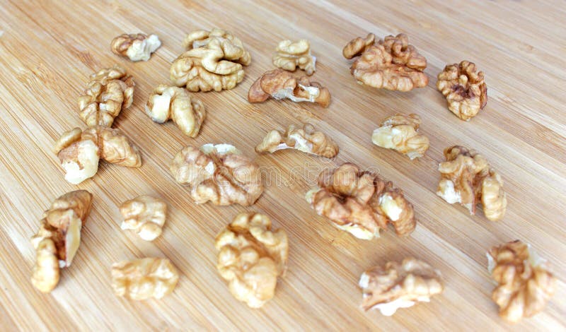 Walnut Kernels in the Shape of a Rectangle on a Wooden Board Stock ...