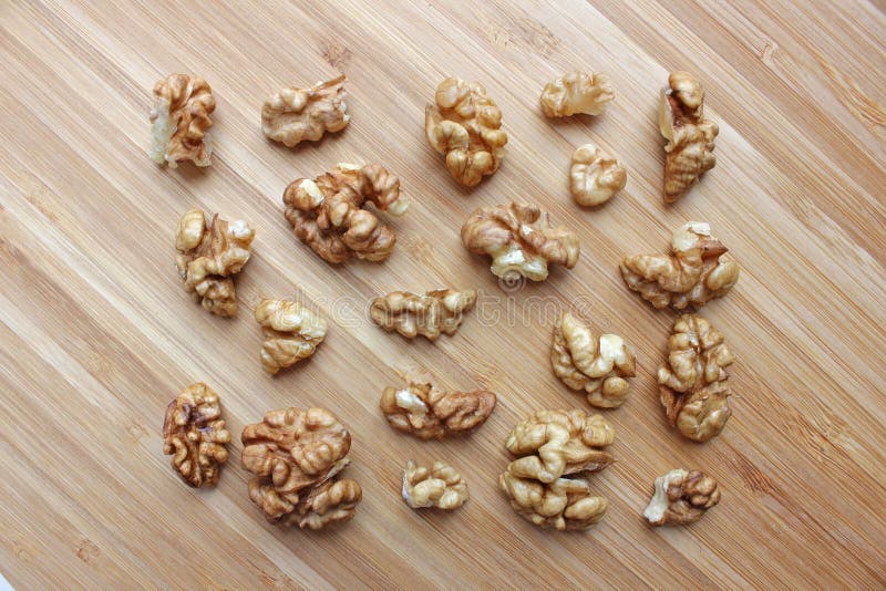 Walnut Kernels in the Shape of a Rectangle on a Wooden Kitchen B Stock ...