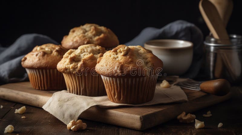 Walnut Muffin Baked Ready for Brunch Generative Ai Stock Illustration ...