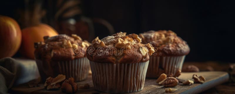 Walnut Muffins within a Rustic Kitchen Stock Illustration ...