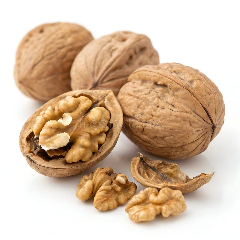 Walnut Nuts Isolated on White Background Stock Illustration ...