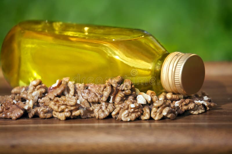 Walnut Oil in Bottle and Nuts Stock Photo - Image of healthy, diet ...