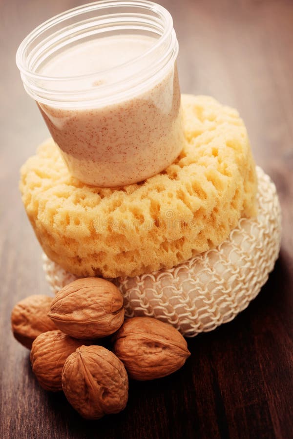 Walnut body scrub stock image. Image of wellness, exfoliation - 19804819