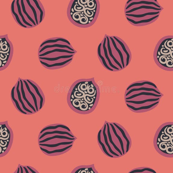Walnut Seamless Vector Pattern. Stock Vector - Illustration of natural ...