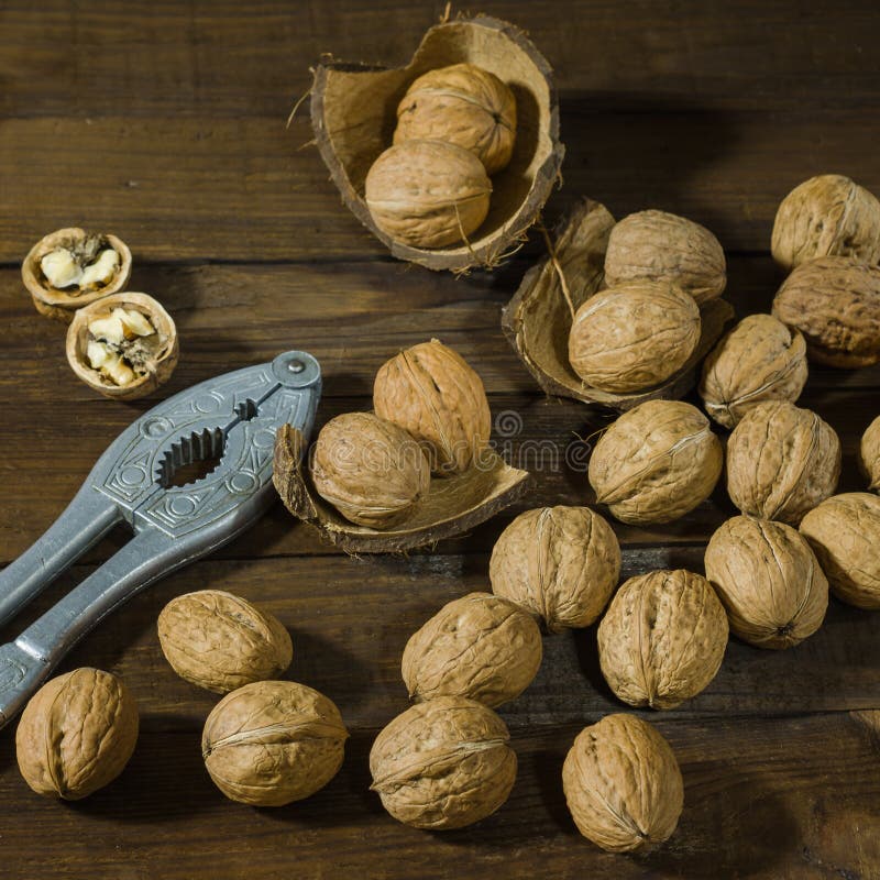 Walnut Still Life on a Wooden Background Stock Image - Image of studio ...