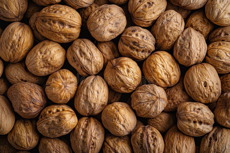 Walnuts Background, Top View, Illustration. Stock Image - Image of diet ...