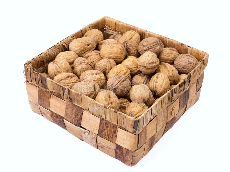 Walnuts in basket stock image. Image of vegetable, brown - 22348179