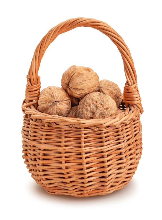 Walnuts Basket Path Isolated Stock Image - Image of heap, side: 332160303