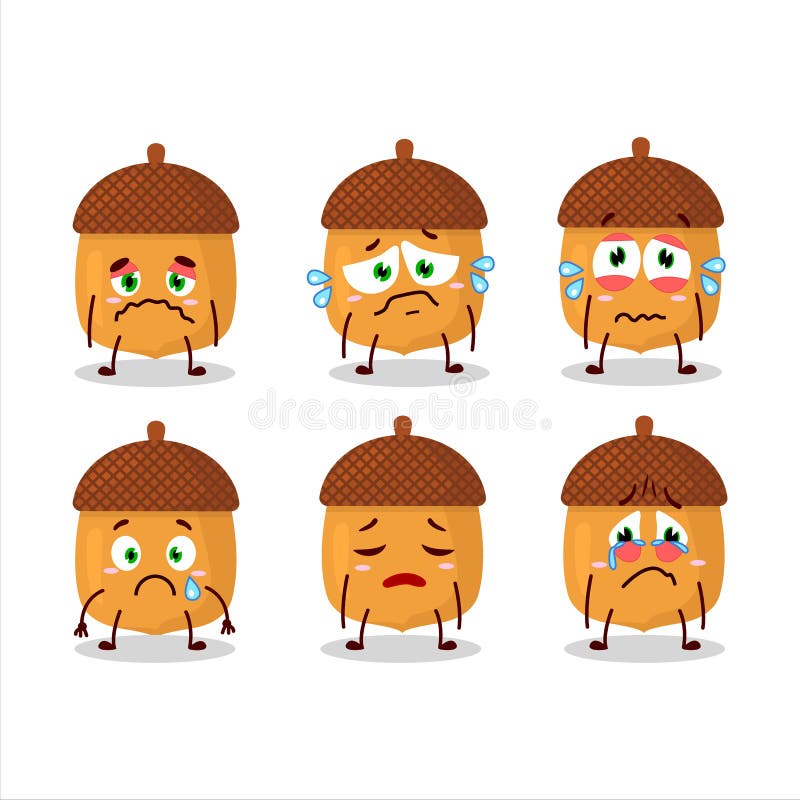 Walnuts Cartoon Character with Various Angry Expressions Stock Vector ...