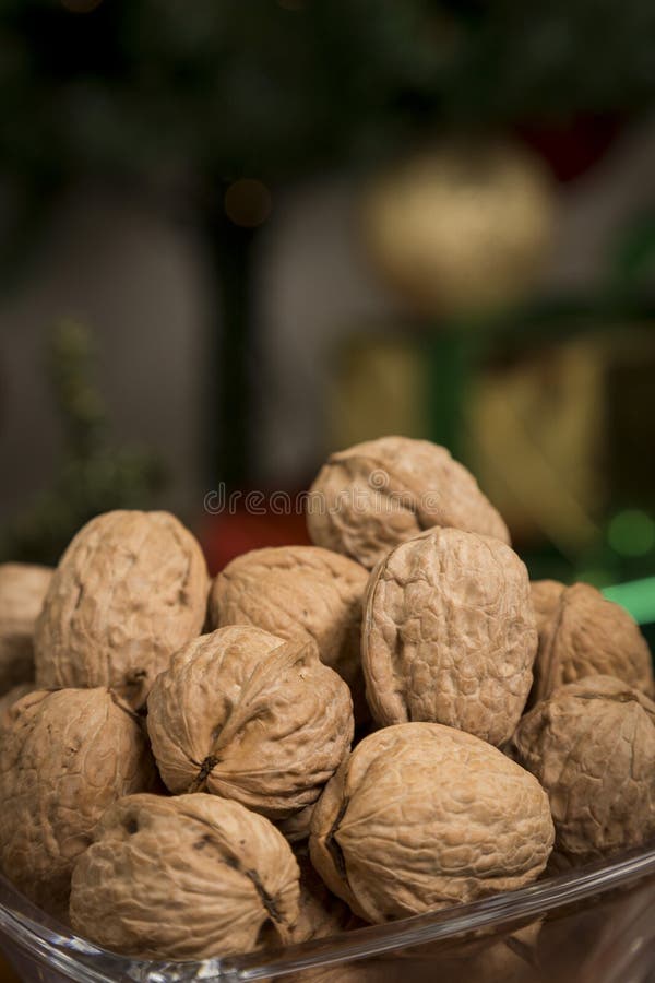 Walnuts on Christmas stock image. Image of pile, food - 81222421