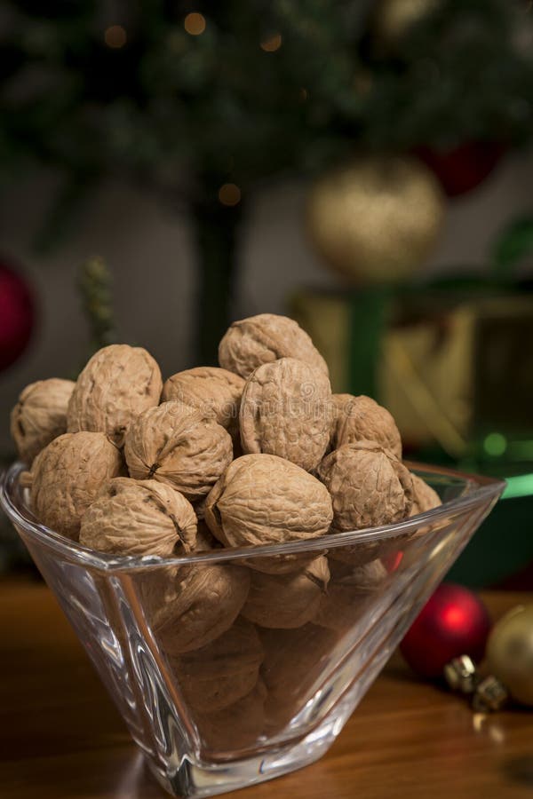 Walnuts on Christmas stock photo. Image of walnuts, christ - 81242288