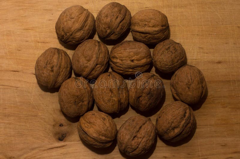 Walnuts in the Core on a Wooden Surface Stock Photo - Image of healthy ...