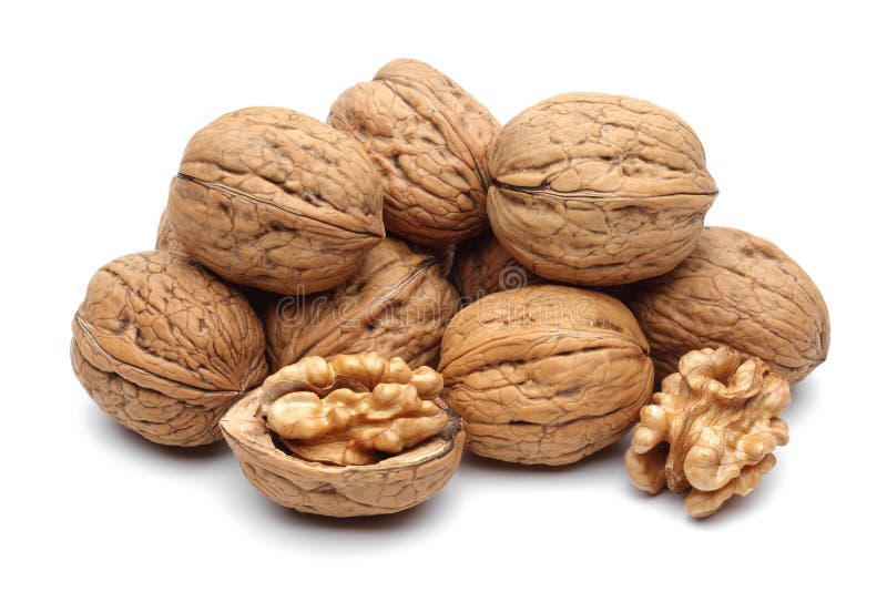 Walnuts And Cracked Walnut On White Background Stock Photo - Image of ...