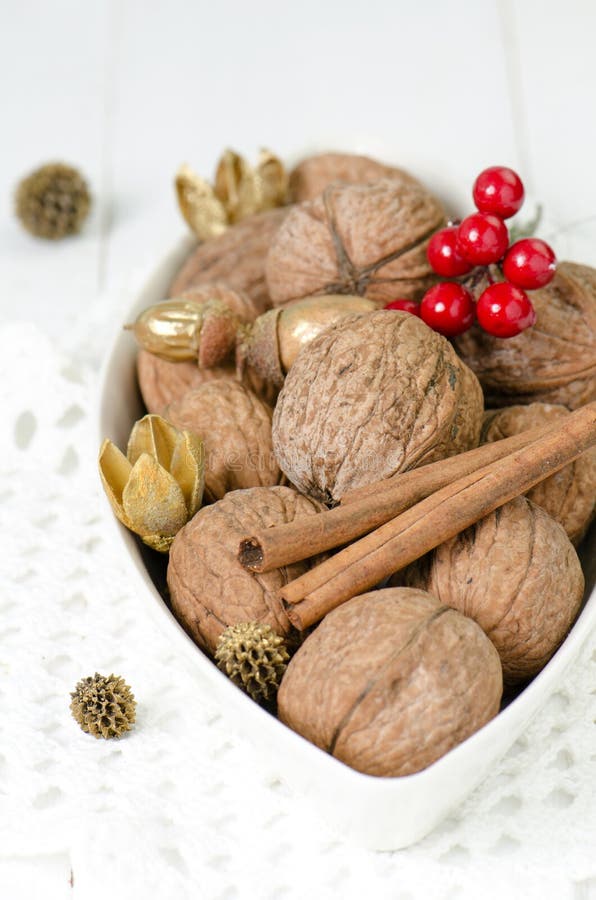 Walnuts with decoration stock photo. Image of sticks - 35379470