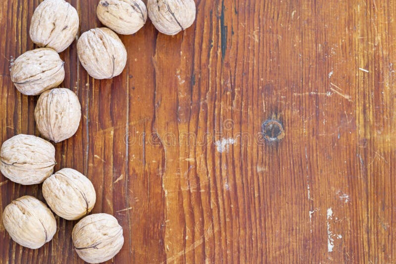 Walnuts on Distressed Wood Background Stock Photo - Image of used ...