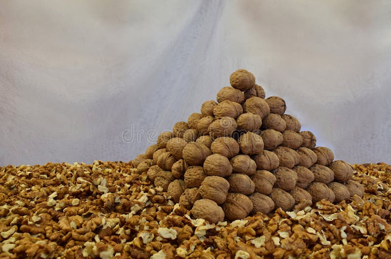 Walnuts Folded in the Shape of a Triangular Pyramid Stock Photo - Image ...