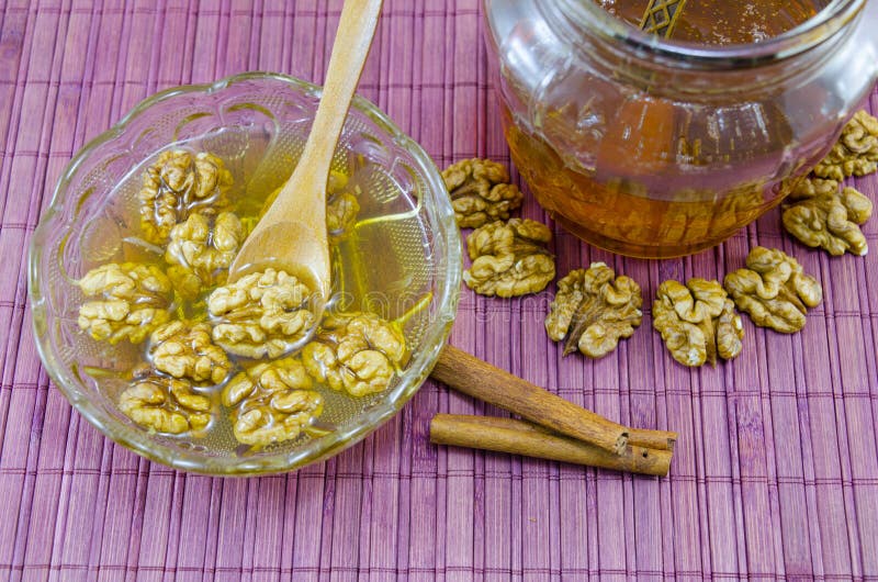 Walnuts Honey and Lemon on a Table Stock Photo - Image of cinnamon ...