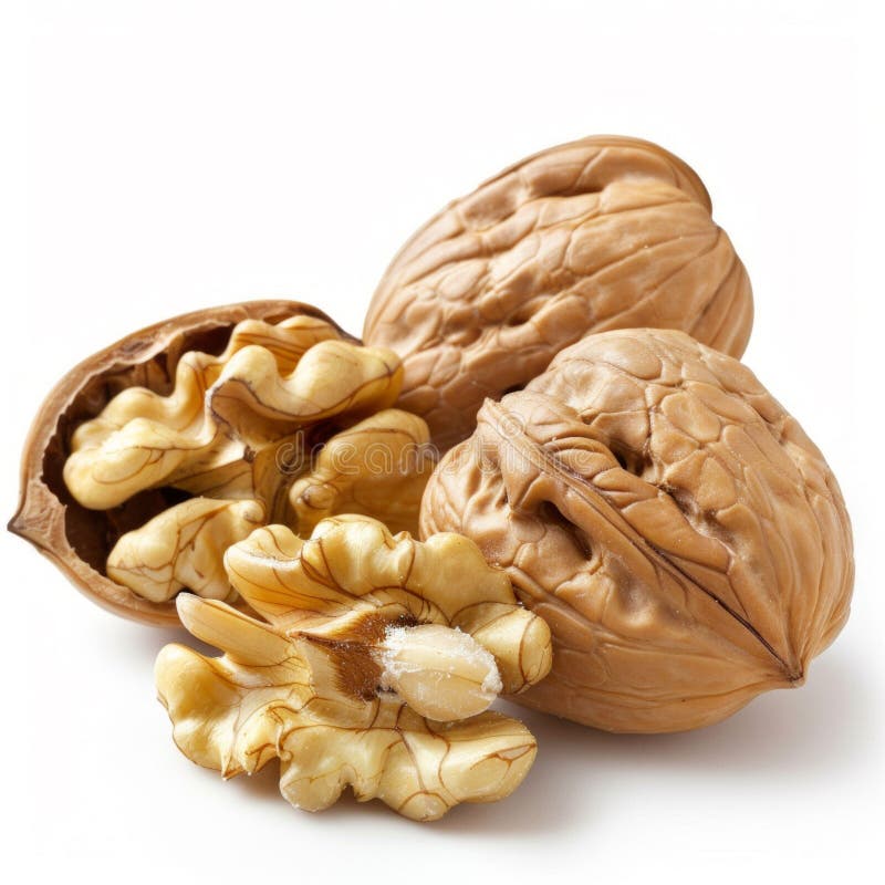 Walnuts Isolated on White Background. Generative Ai Stock Illustration ...