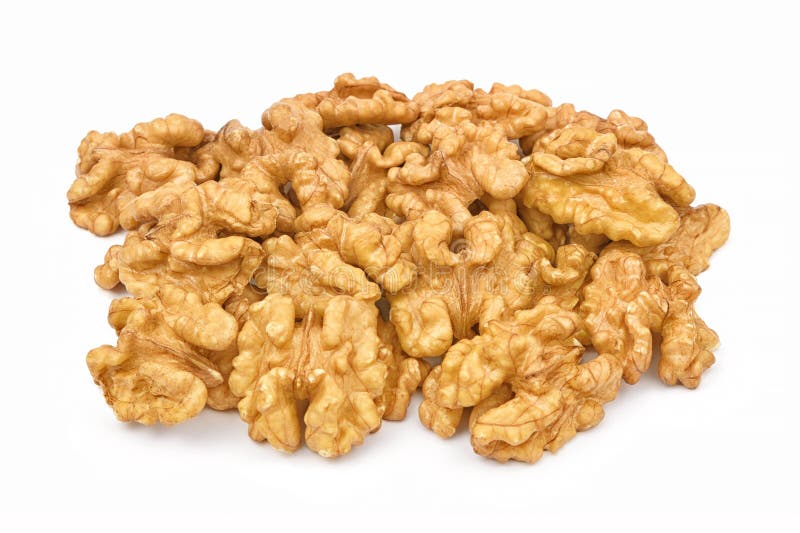 Walnuts Isolated on White Background. Pile of Walnuts without Shell ...