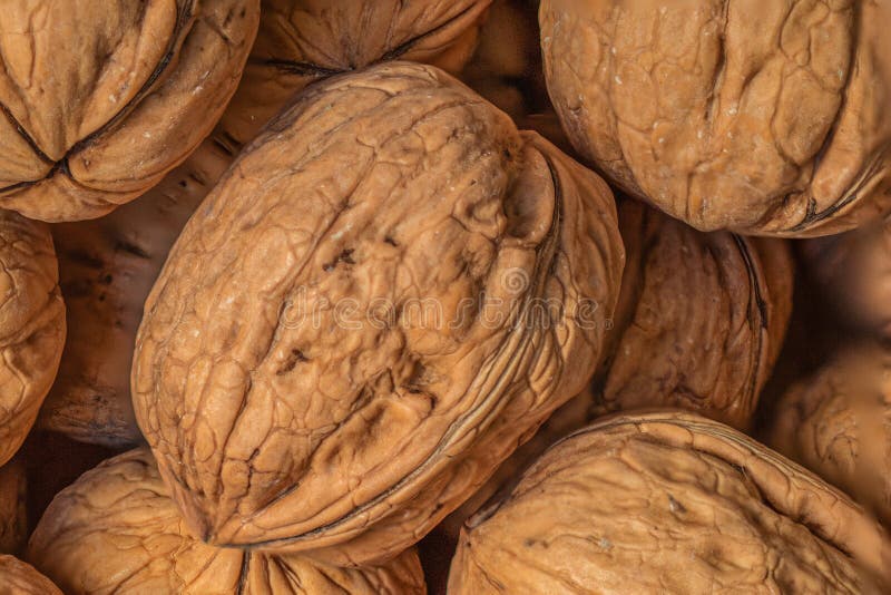 Walnuts Kernels As a Wallpaper, Top View. Pile of Raw Walnuts Stock ...