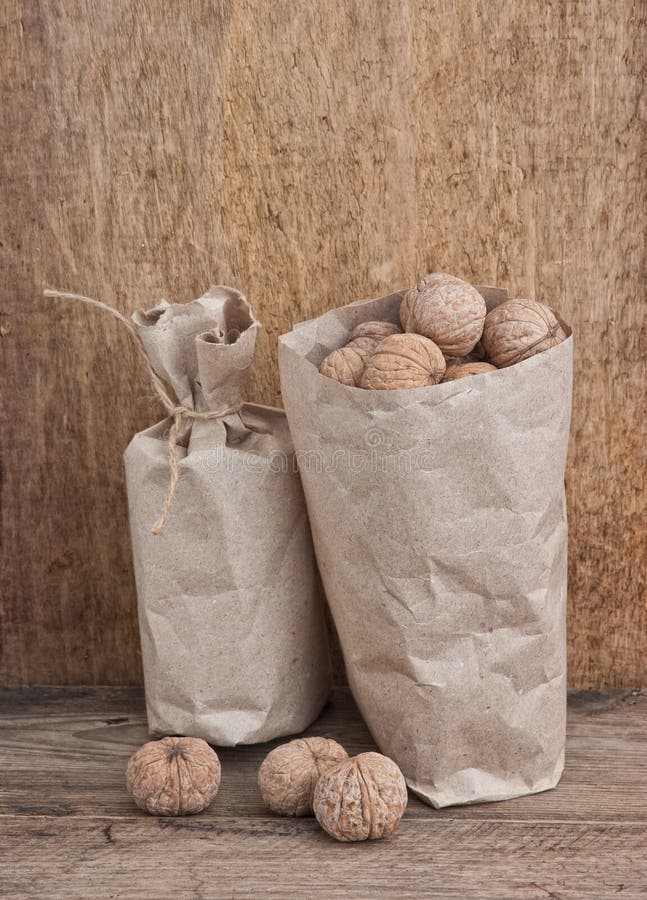 Walnuts in a Kraft Paper Bag Stock Photo - Image of gourmet, view ...