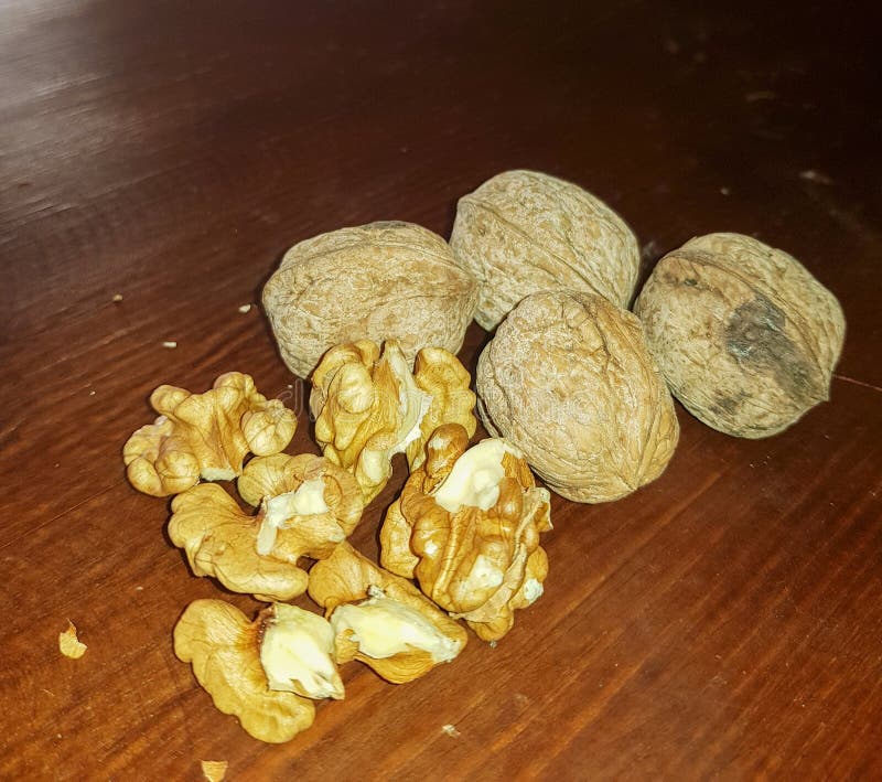 Walnuts Scene in Their Shells and without Them Stock Photo - Image of ...