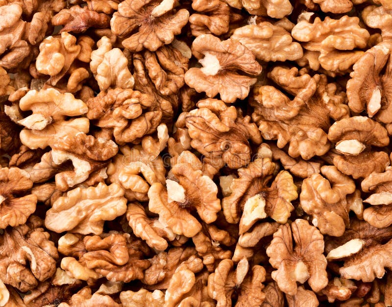 Walnuts without Shells, Background. the View from the Top Stock Photo ...