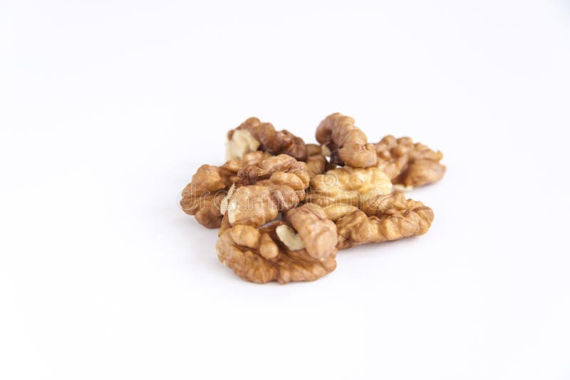 Walnuts without Shells on a White Background. Healthy Nuts Stock Image ...