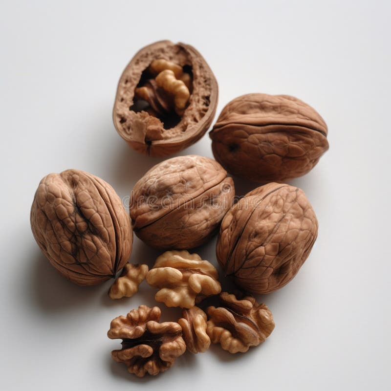 Walnuts with their shells stock illustration. Illustration of snack ...