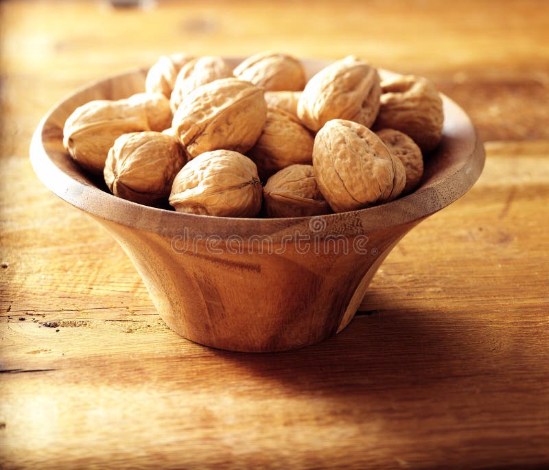 Walnuts in walnut bowl stock photo. Image of health, walnuts - 25676722