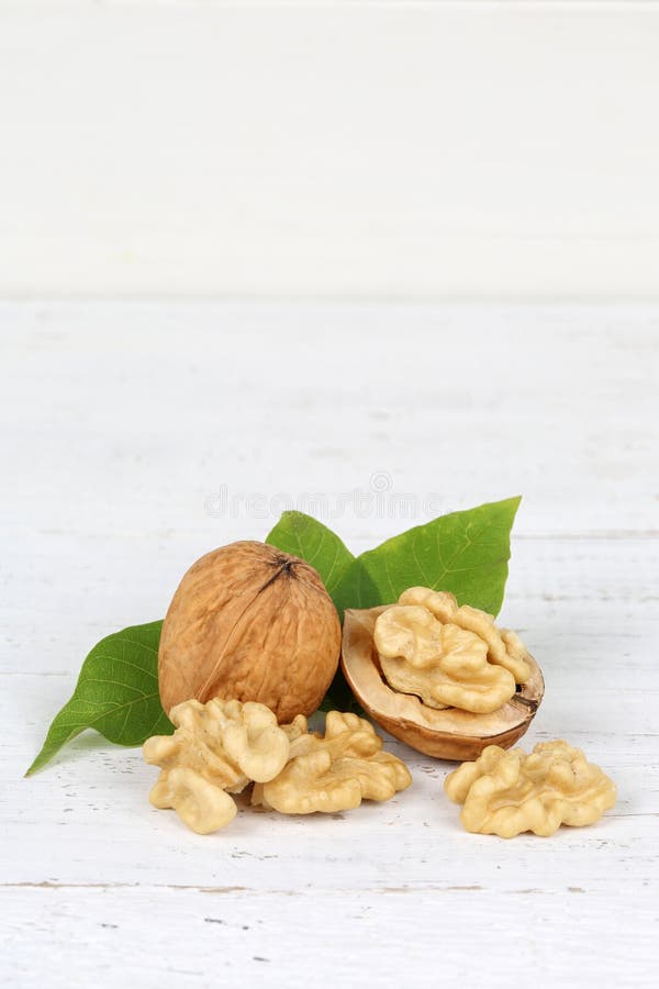 Walnuts Walnut Nuts Nut Nutshell Portrait Format Copyspace on Wooden ...