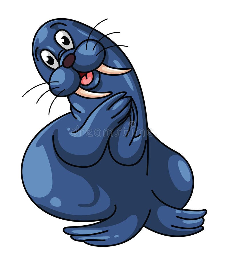 Walrus Cartoon Illustration Stock Vector - Illustration of drawing ...