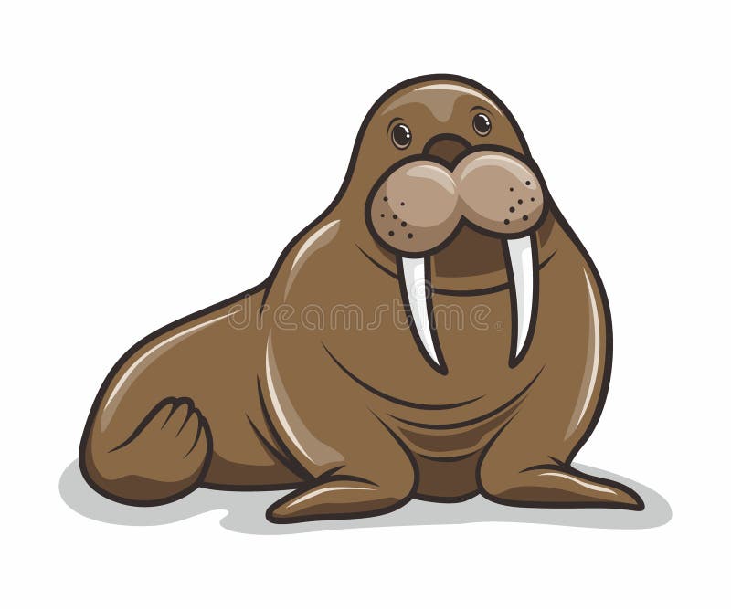Walrus Cartoon Isolated Cute Animals Illustration Stock Vector ...
