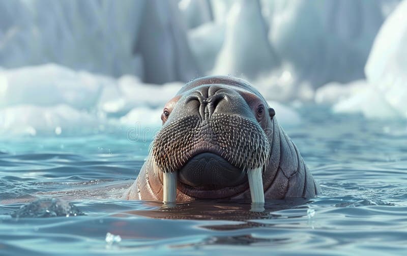 A Walrus Doing Water Aerobics with Movements in a Chilly Arctic Pool ...