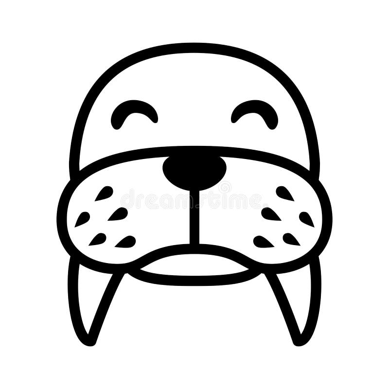 Walrus Icon. Cartoon Face of a Walrus Stock Vector - Illustration of ...